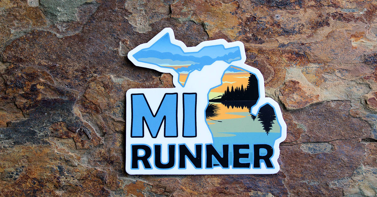 Michigan Running Sticker | Custom Vinyl Michigan Runner Sticker
